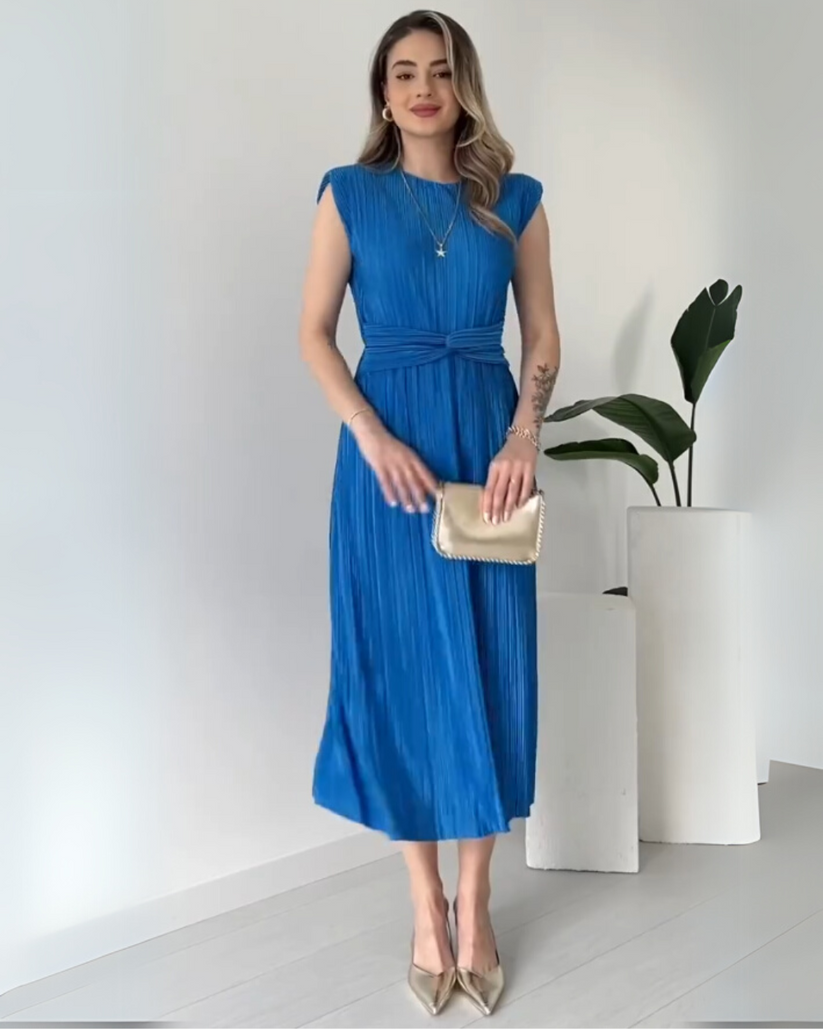 Nyxa Pleated Dress – Blue – Ceryn